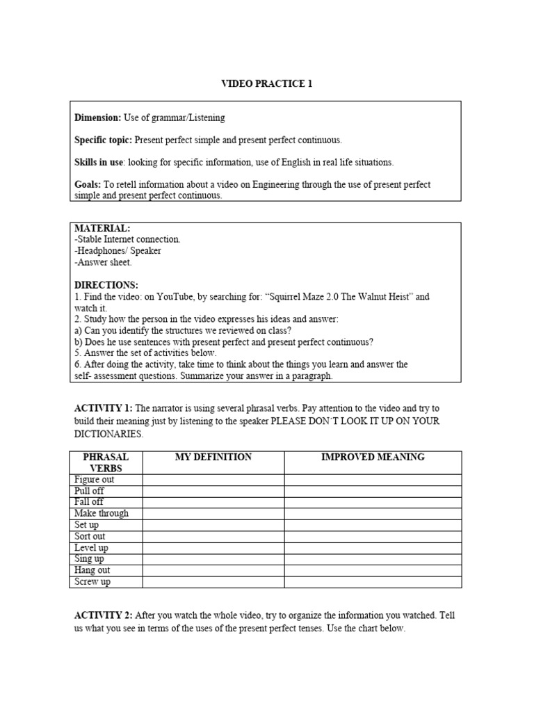 Video Practice 1 L6 Fif LM | PDF | Syntax | Language Mechanics