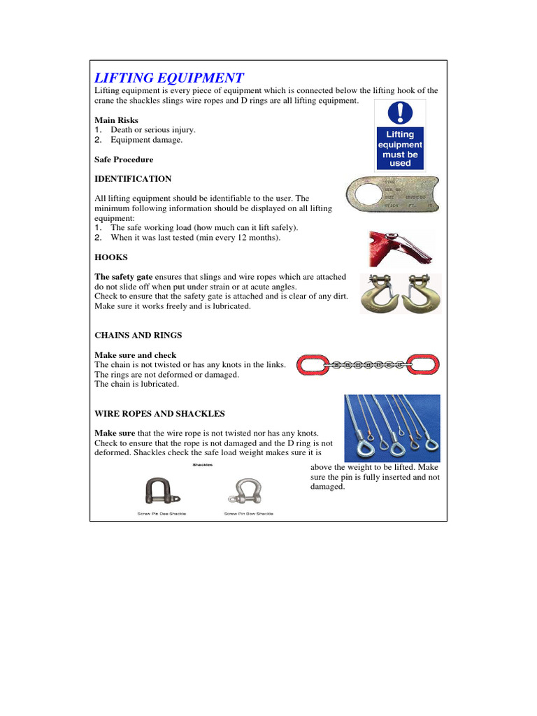 Lifting Equipment | PDF | Rope | Crane (Machine)