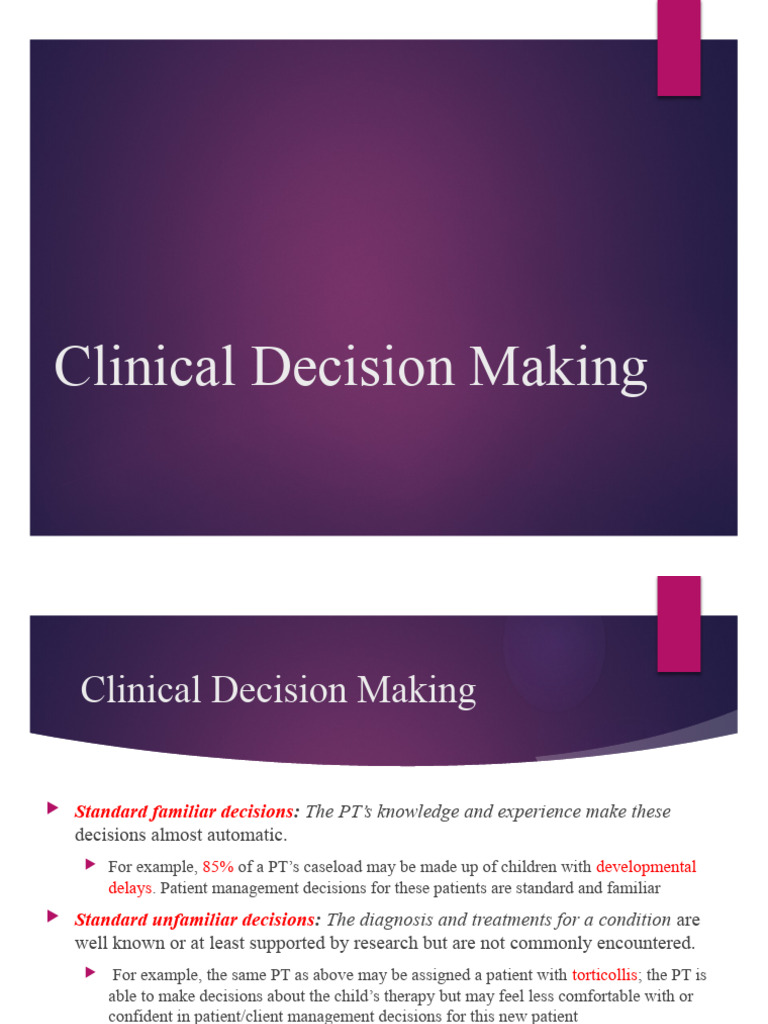 Clinical Decision Making | PDF | Physical Therapy | Psychotherapy