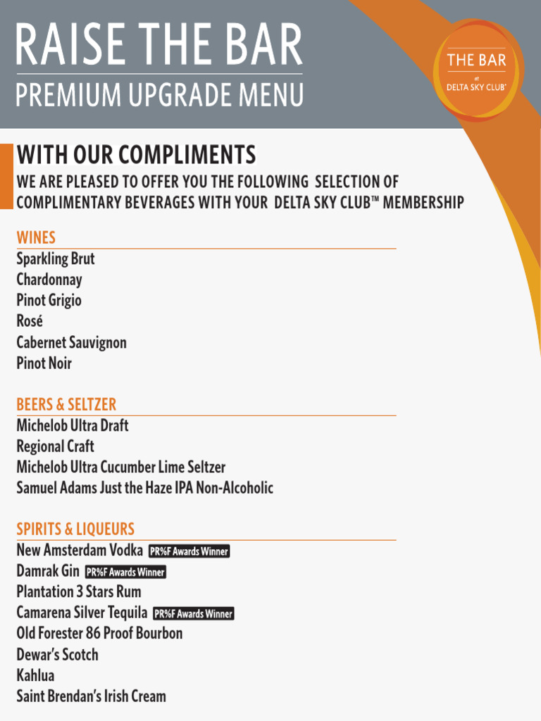 delta-sky-club-bar-menu | PDF | Fermented Drinks | Alcoholic Drinks