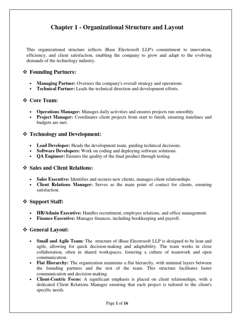 Chapter 1 - Organizational Structure and Layout: Founding Partners ...
