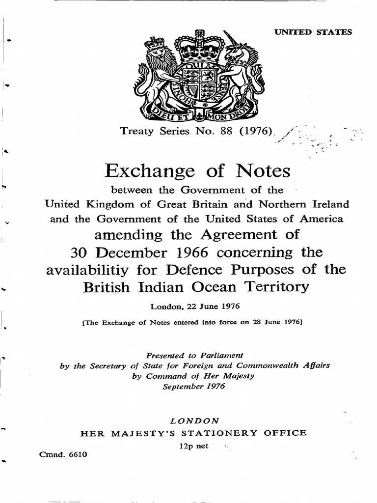 1976 Exchange of Notes US-UK | PDF | United Kingdom | Diplomacy
