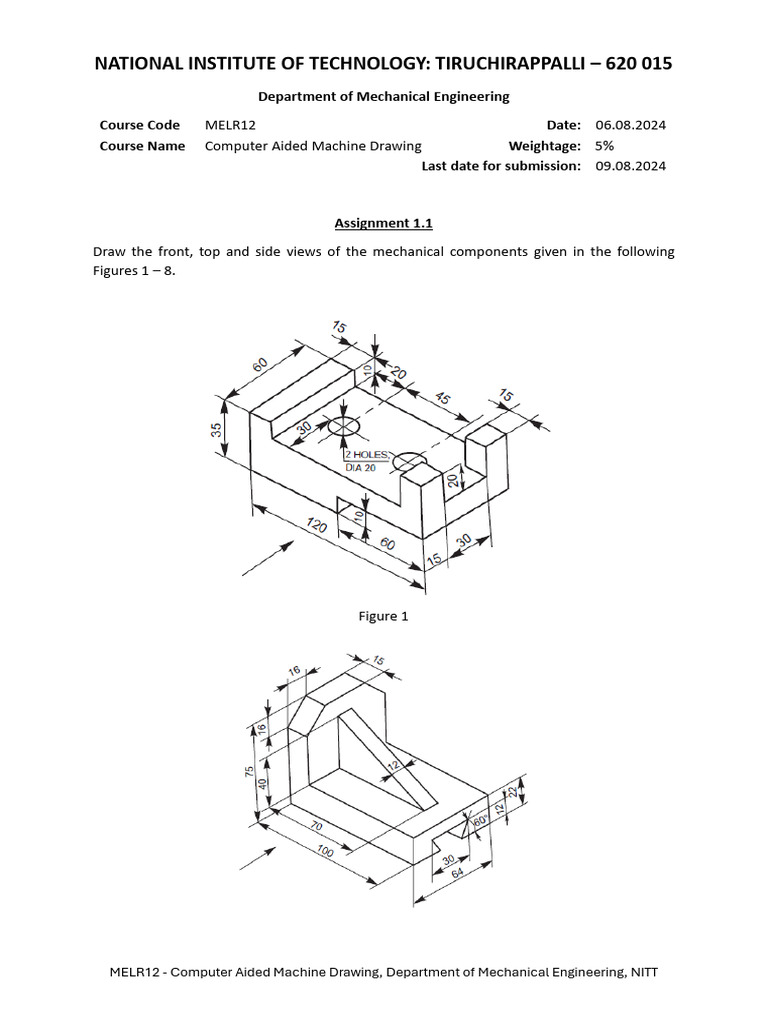 Computer Aided Machine Drawing Assignment | PDF | Technology & Engineering
