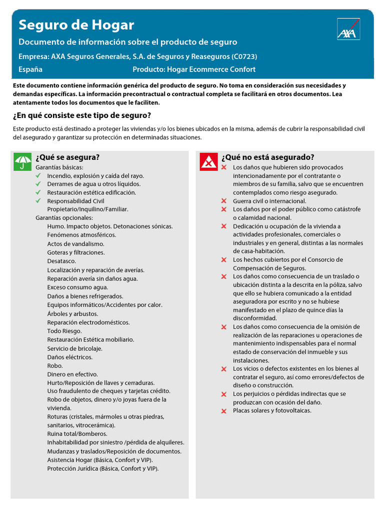 AXA | PDF | Seguro | Póliza de seguros