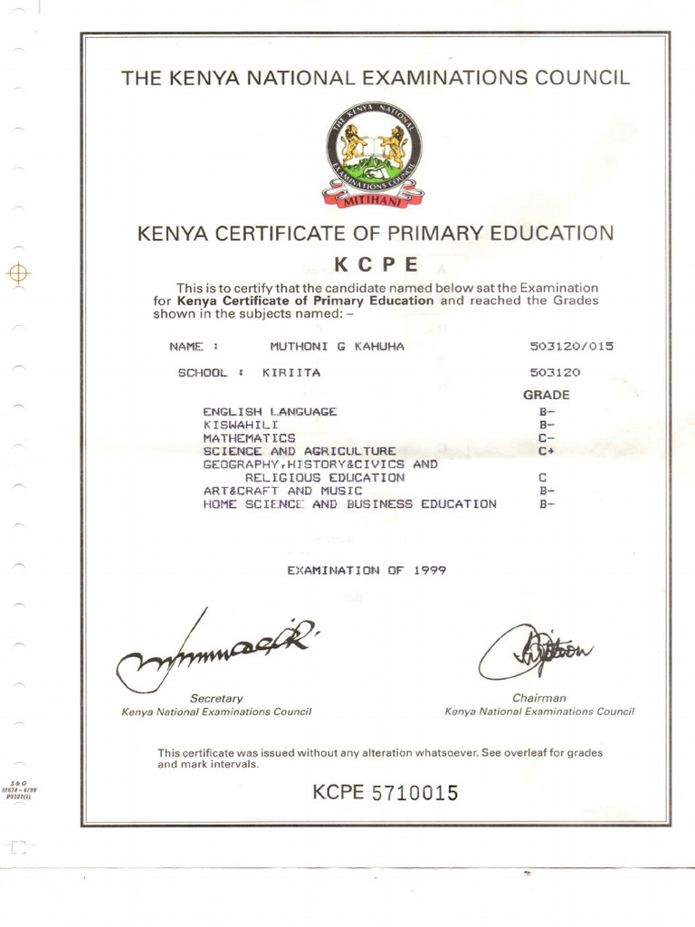 Kcpe Certificate20240807 - 14210807 | PDF