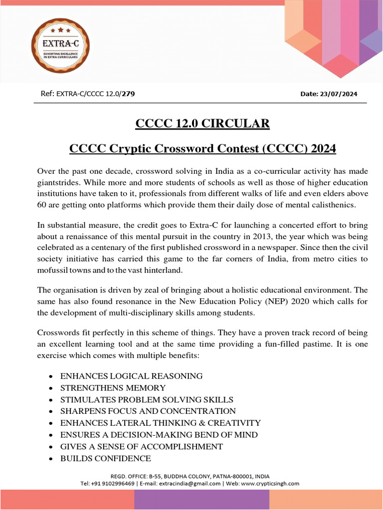 CCCC 12.0 Circular | PDF | Crossword | Cognition