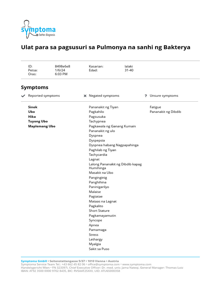 Ulat Pulmonya Na Sanhi NG Bakterya | PDF