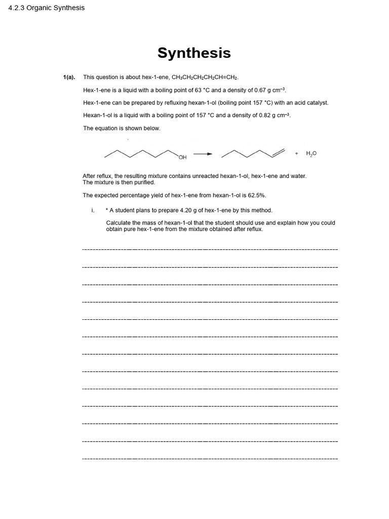 Hex-1-ene Synthesis and Properties | PDF | Organic Synthesis | Chemical ...