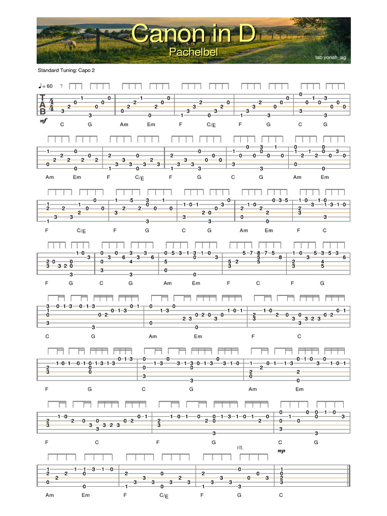 Pachelbel's Canon in D Guitar Tab | PDF | Pachelbel's Canon | Irish ...