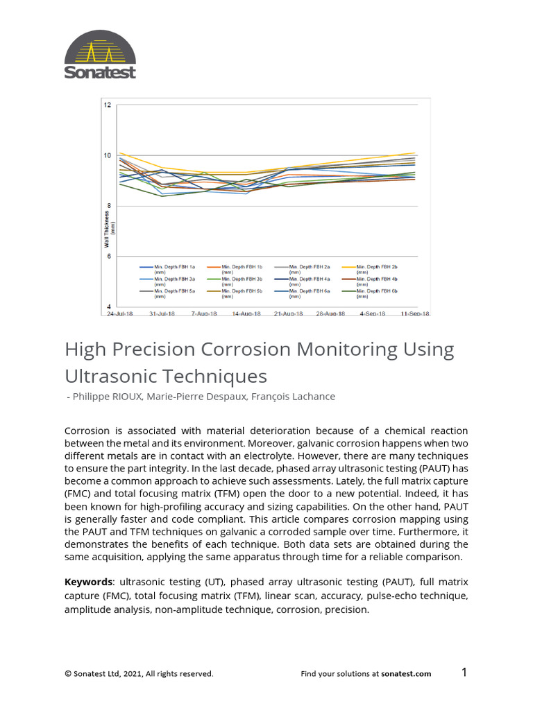 High Precision Corrosion Monitoring Using Ultrasonic Techniques | PDF ...