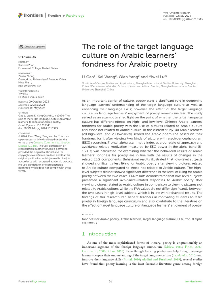 The Role of The Target Language Culture On Arabic | PDF | Second ...