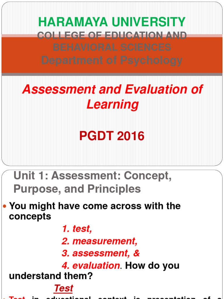 PGDT Assessment and Evaluation Guide | PDF | Educational Assessment ...