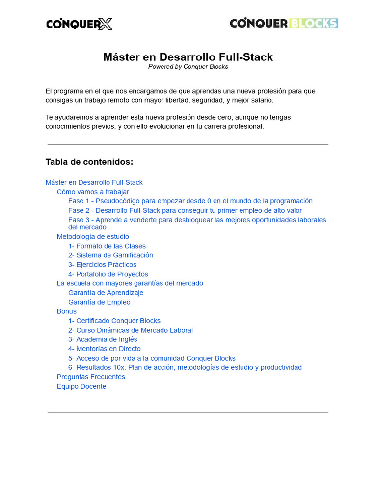 Máster en Desarrollo FullStack PDF | PDF | Inteligencia artificial | Inteligencia (IA) y semántica