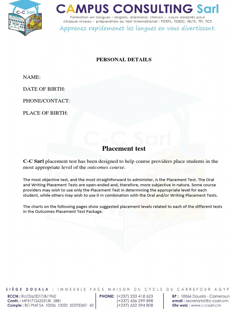 PROSPECTIVE PLACEMENT TEST | PDF | News
