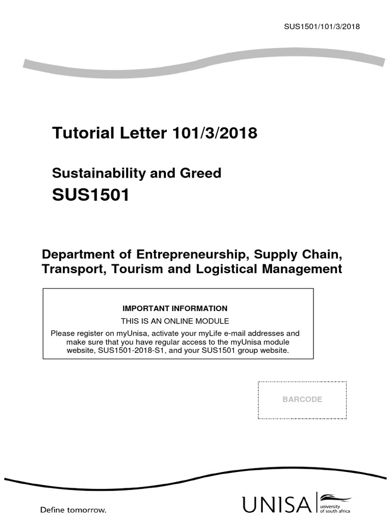Tutorial Letter 101/3/2018: Sustainability and Greed | PDF | Libraries