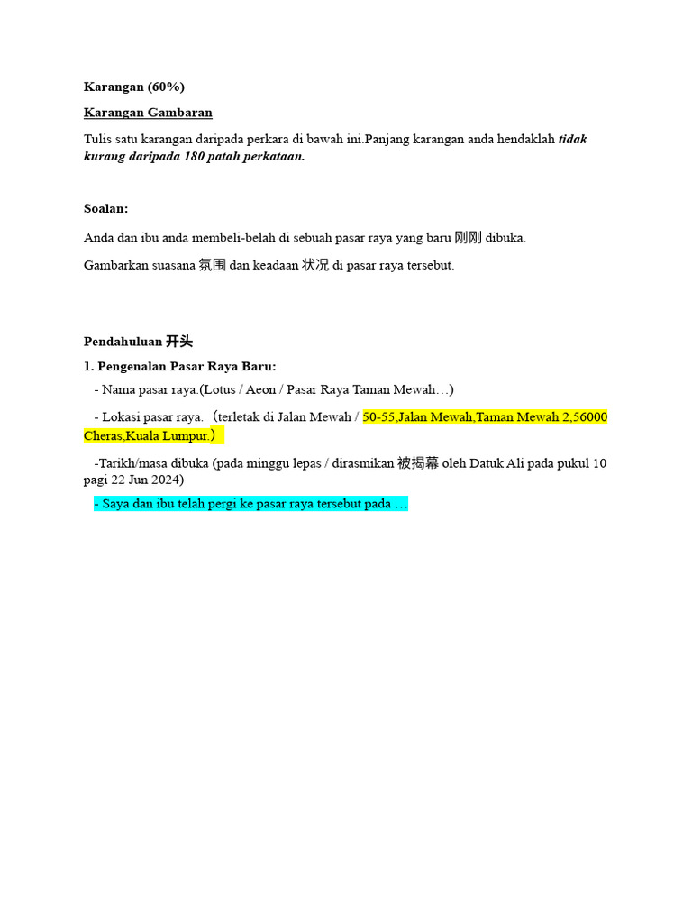 JAWAPAN Karangan Gambaran | PDF | Gaya Hidup