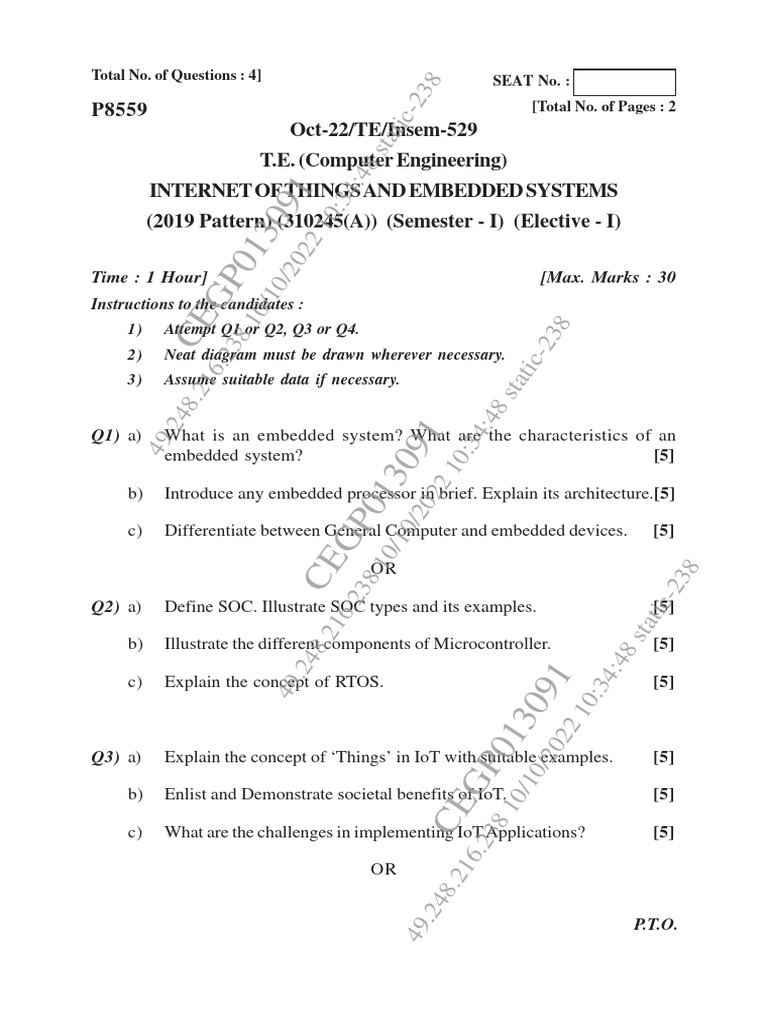 IOTES Insem Oct - 2022 | PDF | Embedded System | System On A Chip