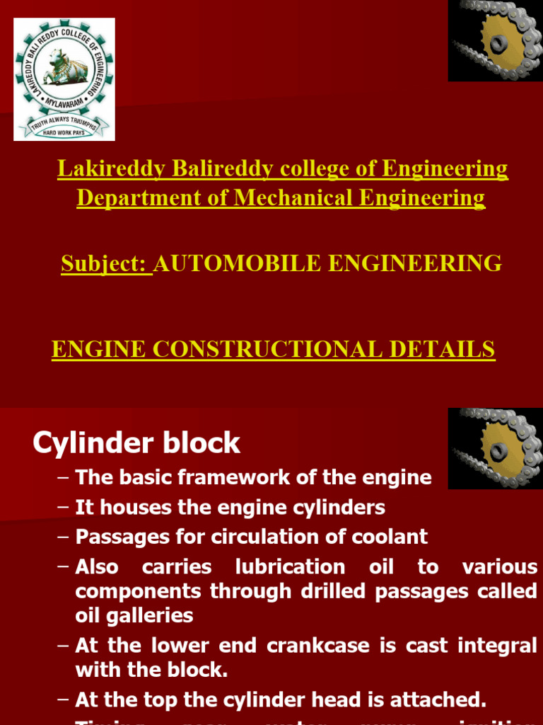 AE Unit 1 Engine Construction PPT | PDF | Internal Combustion Engine ...