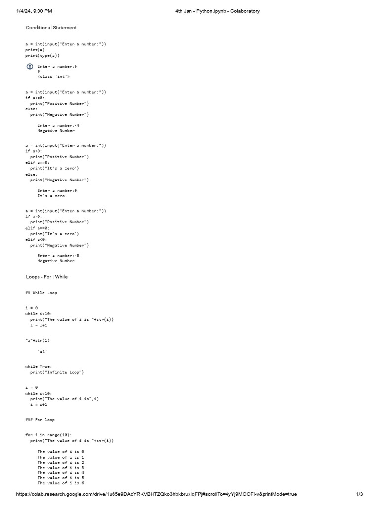 4th Jan - Python - Ipynb - Colaboratory | PDF | Programming Paradigms ...
