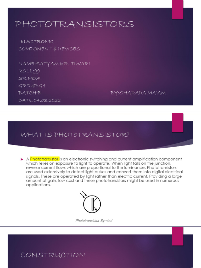 Satyam KR - Tiwari (99), Phototransistor Assi6 | PDF | Bipolar Junction Transistor | Transistor