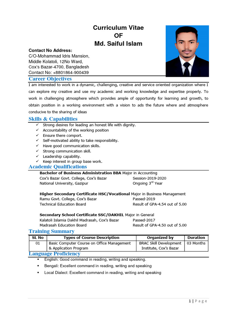 Saiful Islam CV-J | PDF