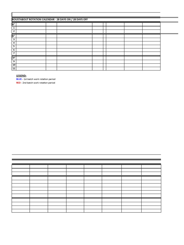 ROUSTABOUT & CRANE OPERATOR ROTATION CALENDAR Rev.0 | PDF
