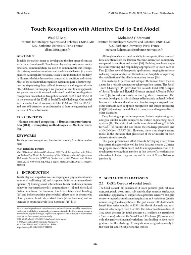 Attentive End-to-End Model - ICMI2020 | PDF | Computer Science | Cognitive Science