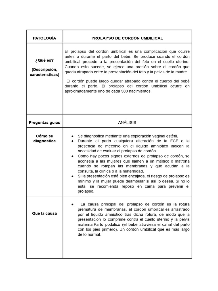 Prolapso de Cordón Umbilical: Causas y Riesgos | PDF | Parto ...