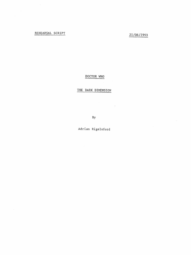 Doctor Who Inside The Dark Dimension (The Script) | PDF