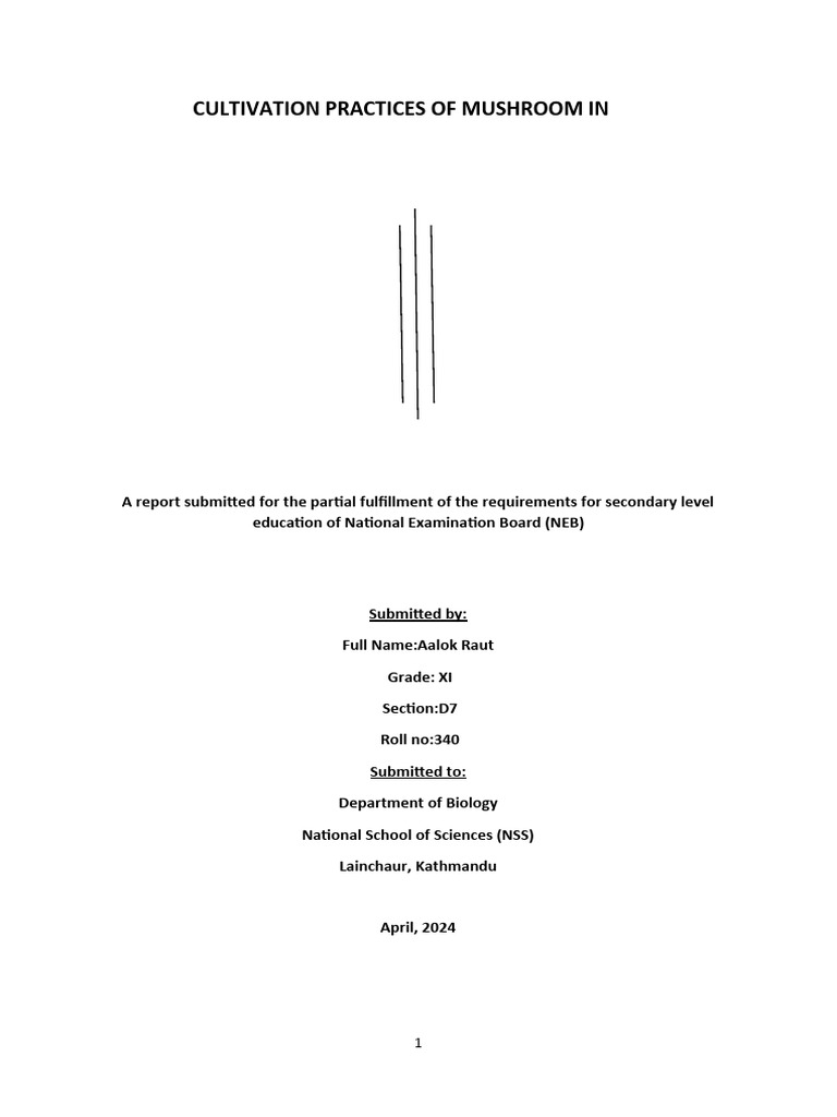 Project Work Format XI | PDF | Agriculture | Mushroom