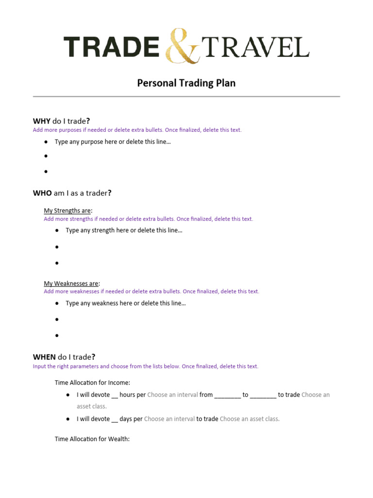 2023 Trading Plan Worksheet | PDF | Futures Contract | Option (Finance)