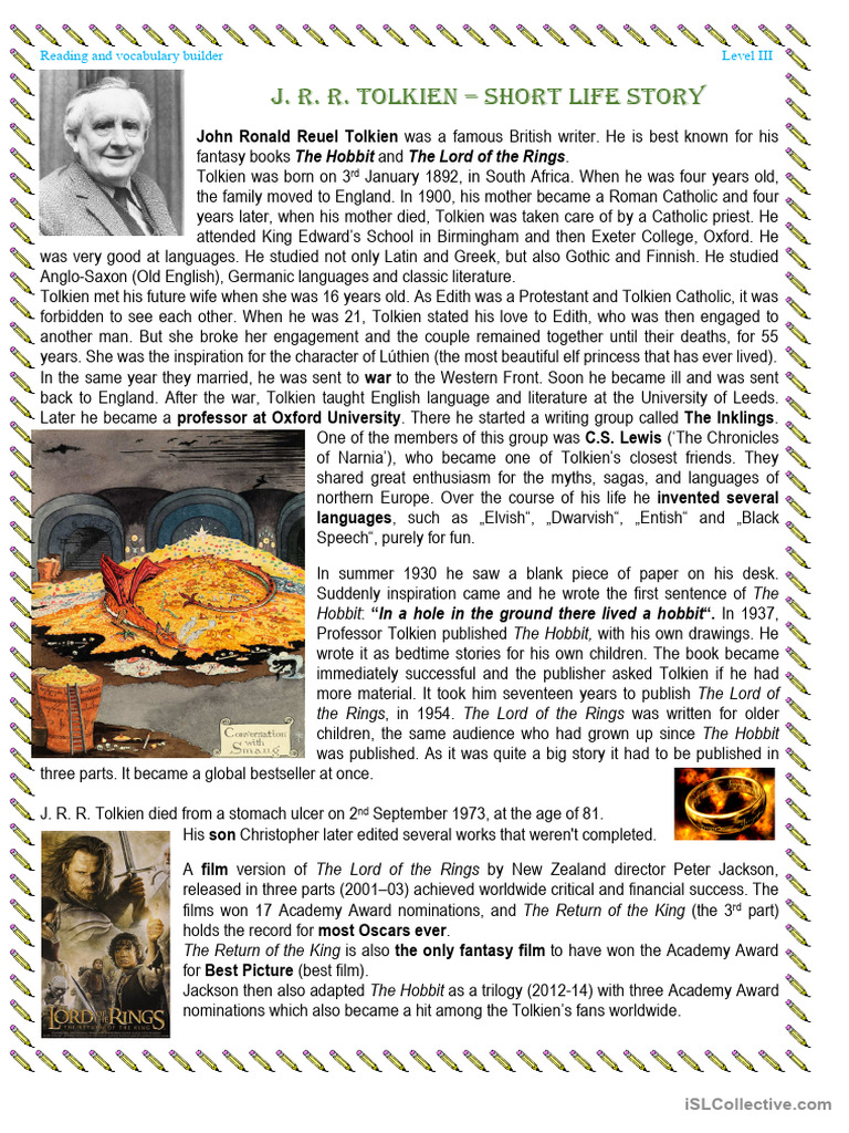 JRR Tolkien-Short Story - Reading & Qs - 2 Pages | PDF | J. R. R ...