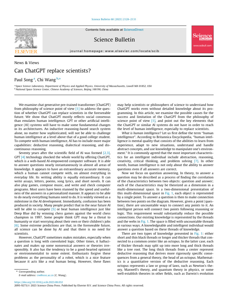 Can ChatGPT Replace Scientists? Analysis | PDF | Artificial ...