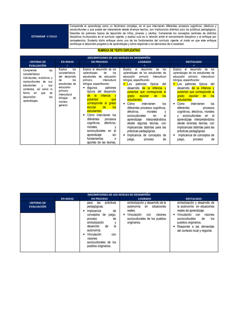 Rubrica Pib | PDF | Multilingüismo | Aprendizaje