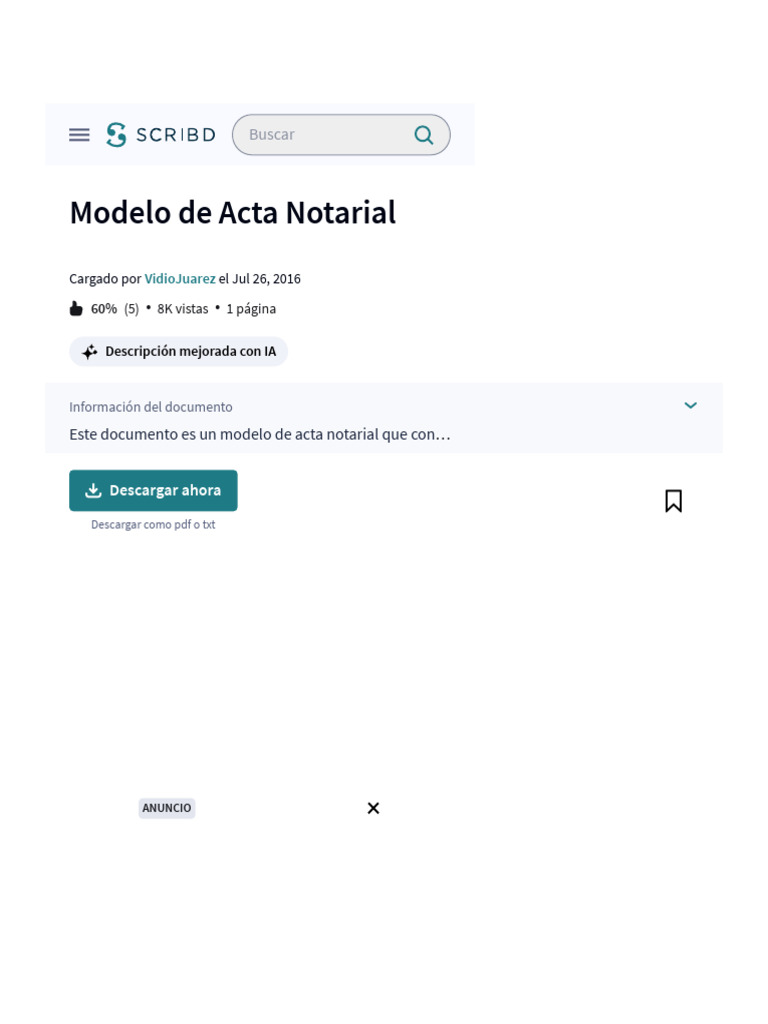 Modelo de Acta Notarial - PDF | PDF | Scribd | Informática