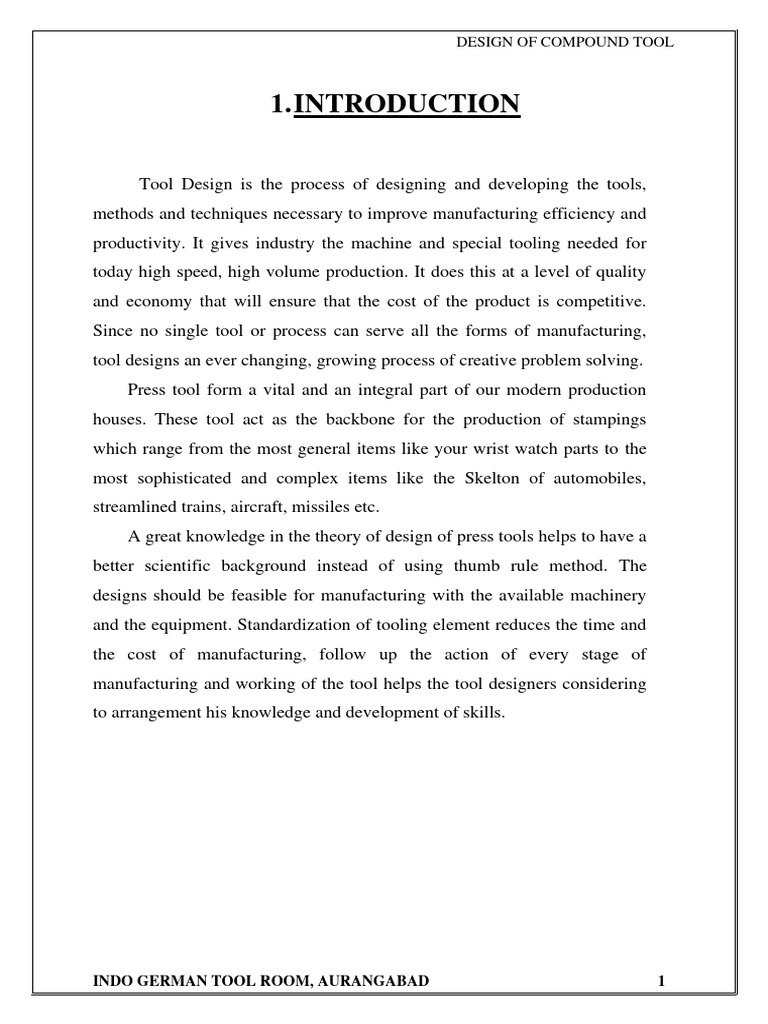 Design of Compound Tool Project Report | PDF | Clutch | Sheet Metal