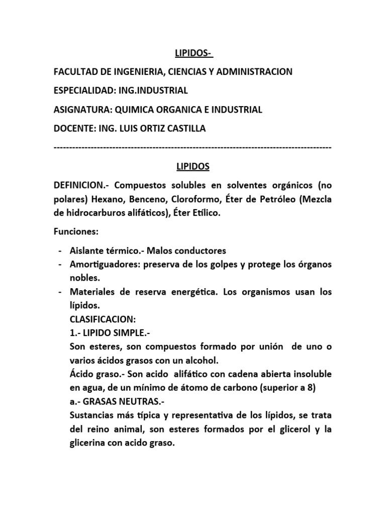 Lipidos - Concepto-Funciones | PDF | Triglicéridos | Lípido