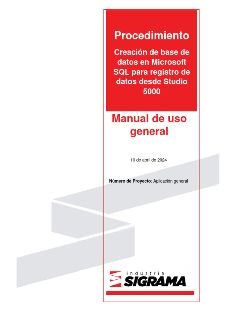 02 Manual Registro de Datos SQL Studio 5000 | PDF | Servidor SQL de Microsoft | Microsoft