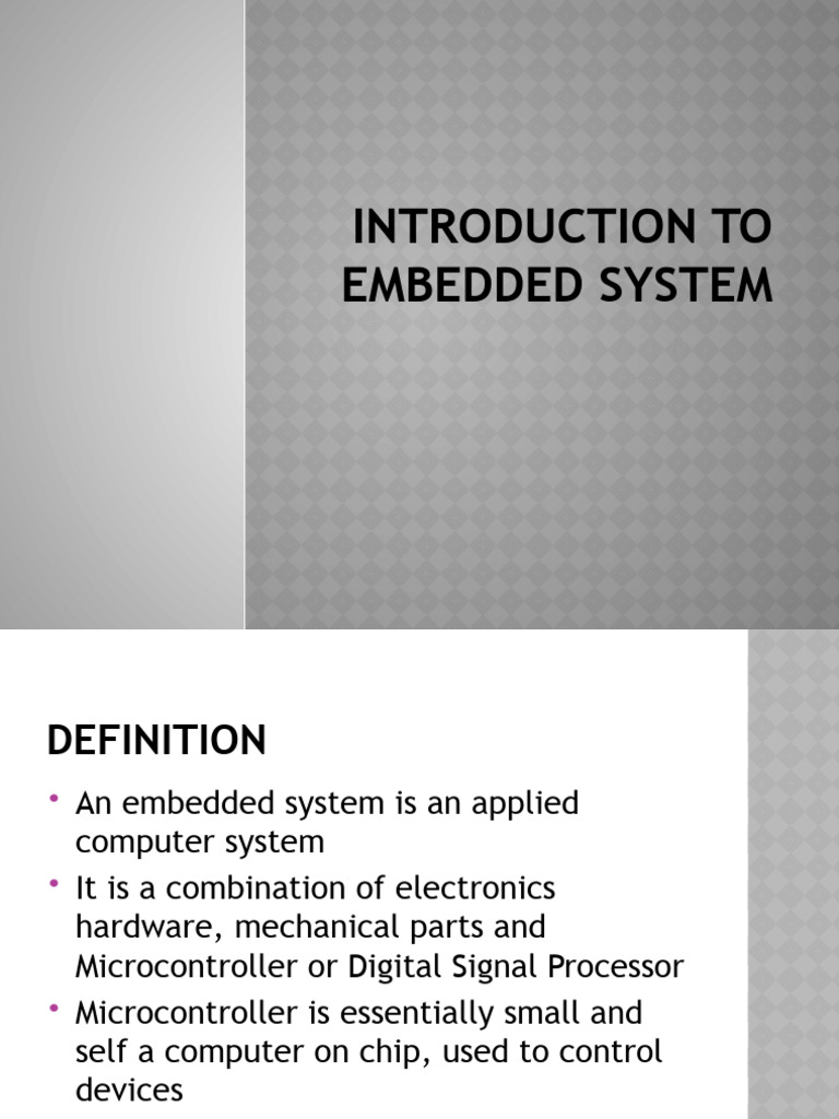 Introduction to Embedded system | PDF | Central Processing Unit | Microcontroller