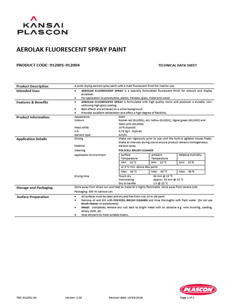 04 Aerolak Fluorescent Spray Paint | PDF | Paint | Materials