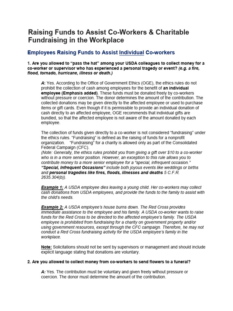 Workplace Fundraising Guidelines for Employees | PDF | Fundraising ...