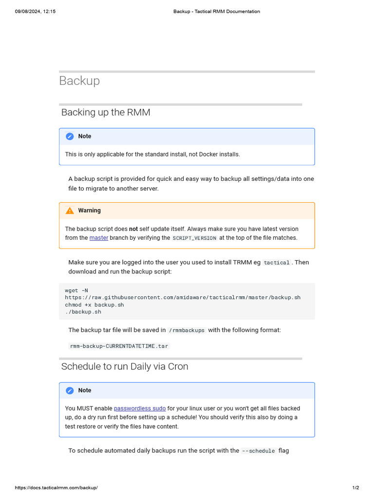 Backup - Tactical RMM Documentation | PDF | Backup | Computer File