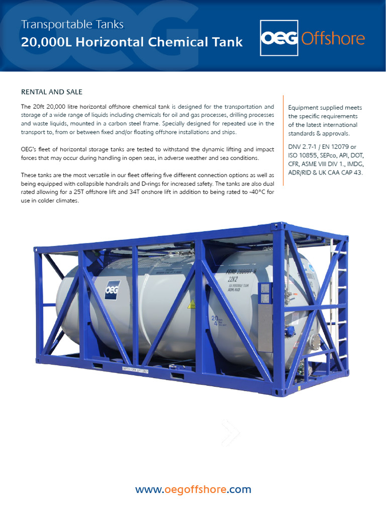 OEG Offshore - 20000 Litre Horizontal Chemical Tank | PDF