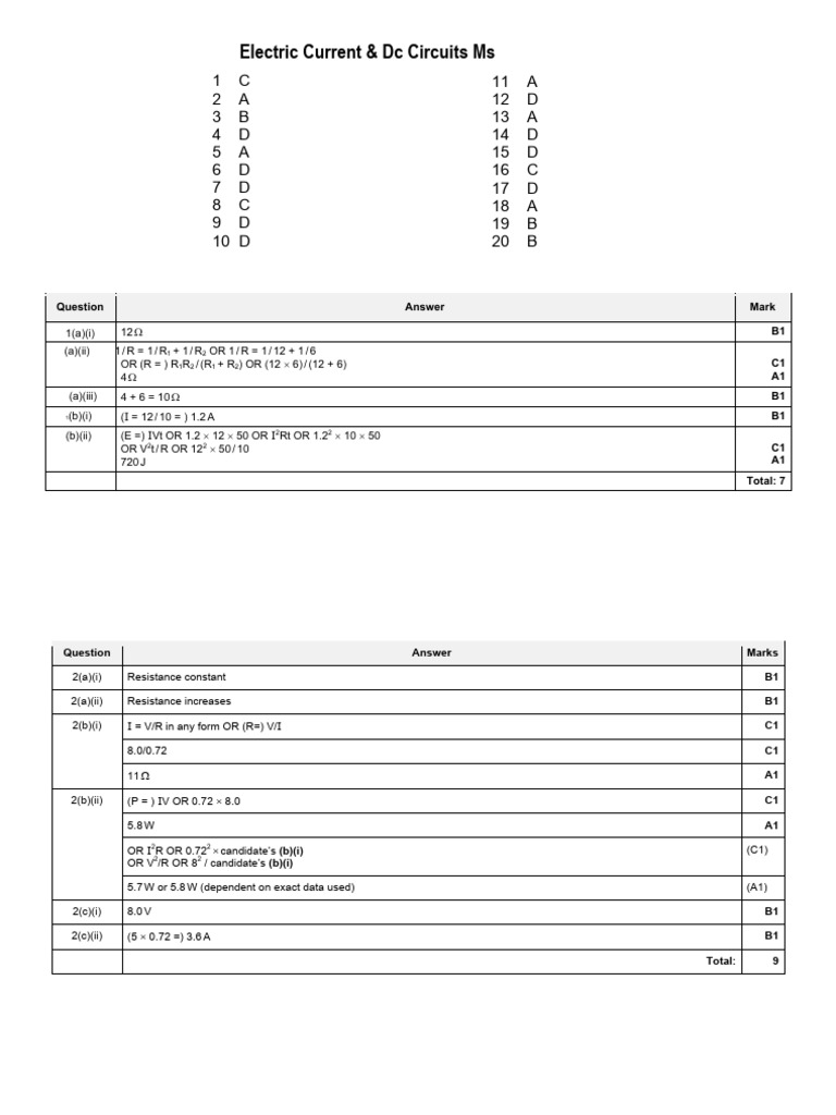 Ms Electric Current & DC Circuits | PDF | Electrical Engineering | Electricity