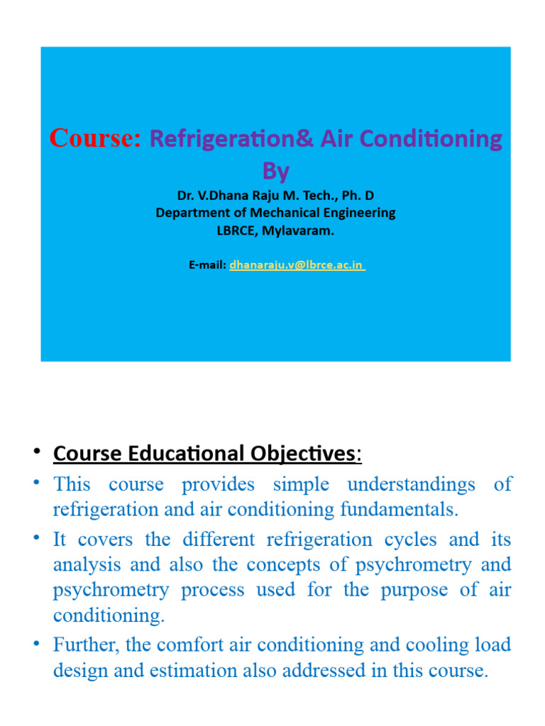Unit-1 Fundamental of Refrigeration | PDF | Greenhouse Effect ...