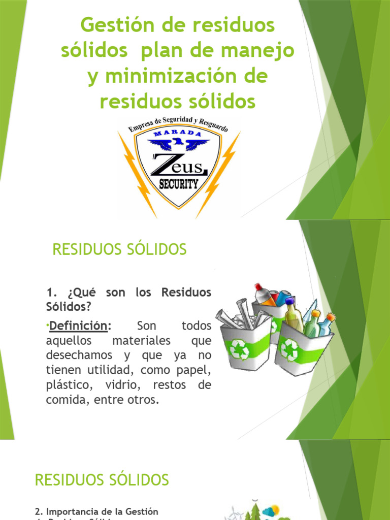Gestion de Residuos Solidos Plan de Manejo y Minimizacion de Residuos Solidos | PDF | Residuos ...