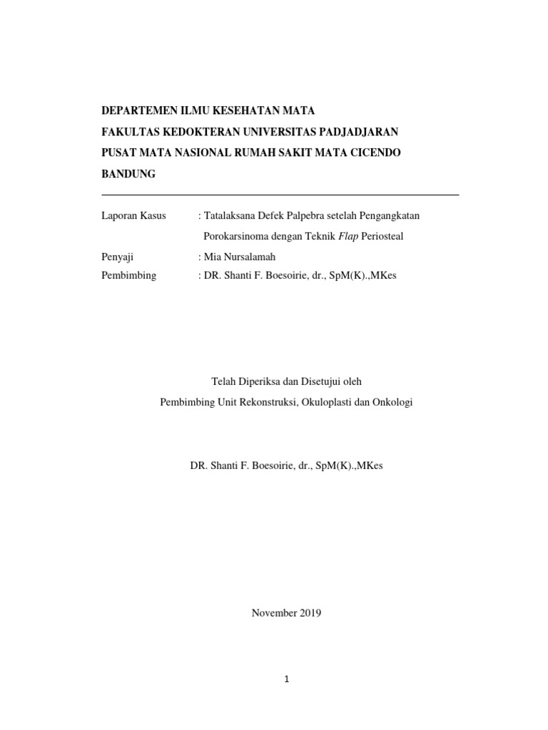 Tatalaksana Defek Palpebra: Flap Periosteal | PDF