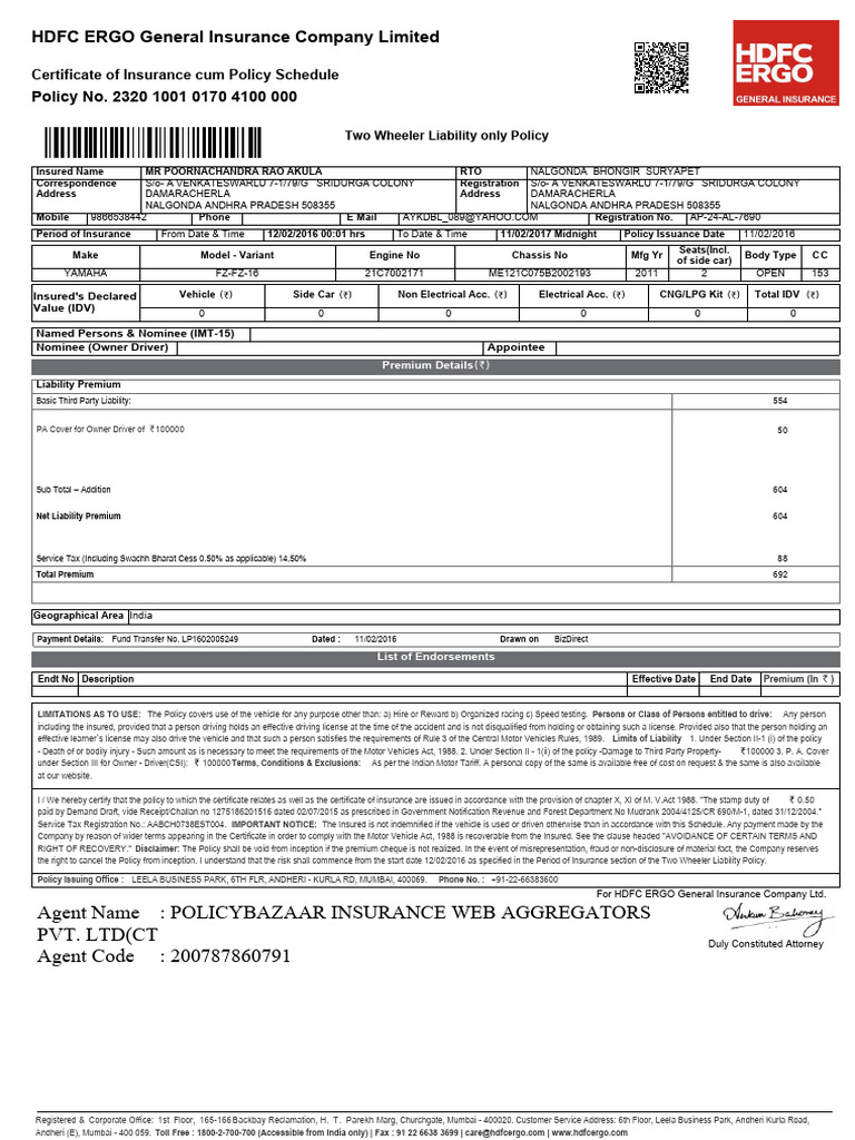 Bike Insurance | PDF | Insurance