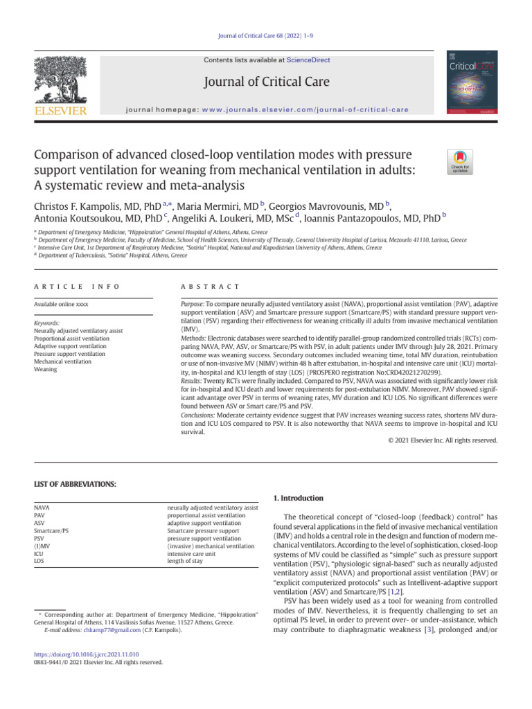 Comparison of Advanced Closed-Loop Ventilation Modes With ...