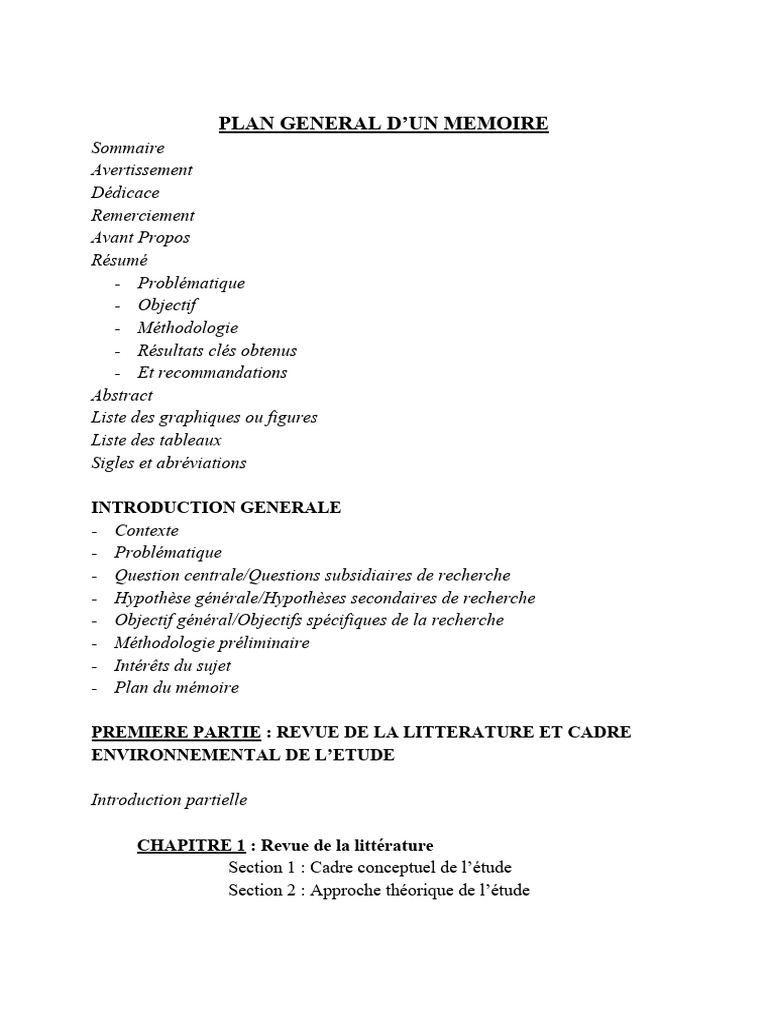 Plan de Mémoire Structuré en Droit | PDF